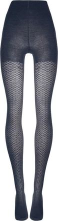 Wolford Collant en Laine M&eacute;rinos &agrave; Motif Graphique - Femme - Sous-v&ecirc;tements - Bleu - Taille: 36 FR