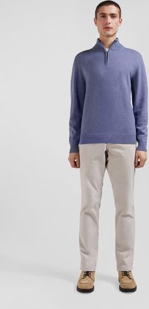 Eden Park Pull Col Camionneur Zipp&eacute; En Laine Et Coton Bleu Clair Coupe Regular