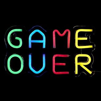 The Home Deco Factory LA0062 Lampe LED Neon Game Over USB - Éclairage Multicolore Design Rétro Jeux Vidéo - Décoration Intérieure - Taille 30 cm - Multicolore