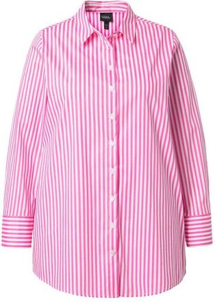 Ulla Popken Satinbluse Bluse Streifen Hemdkragen Langarm Stretch