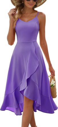 Dresstells Cocktailkleid Damen Festlich Tr&auml;ger Hochtief Lila f&uuml;r Hochzeit Knielang Weihnachtsfeier Kleider Gro&szlig;e Gr&ouml;&szlig;en Elegantes Partykleid Lavender 2XL