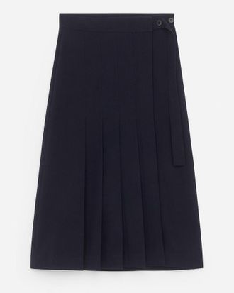 Arket Faltenrock Aus Wollmischung -Blau