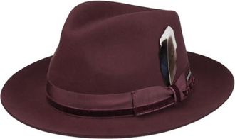 Stetson Chapeau en Laine Grayson Fedora Homme - Bogart de Feutre avec Ruban Gros Grain Automne-Hiver Automne Hiver - XL (60-61 cm) Bordeaux