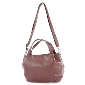 modamoda.de T218 Damen Leder Henkeltasche Tragetasche Schultertasche handmade in Italy, Farbe:Bordeauxrot Dunkel