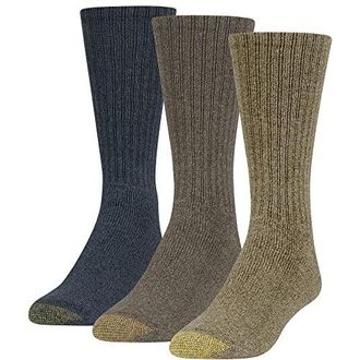 Gold Toe Uptown Crew Lot de 3 Paires de Chaussettes d&eacute;contract&eacute;es, Olive/Tabac, Homme