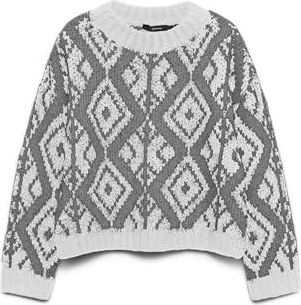 Vero Moda Vero Moda O-Neck Pullover Vmfabienna Ls Pull &agrave; col Rond, Gris Clair chin&eacute;, XS Femme