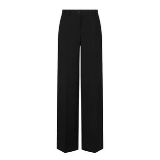Dolce & Gabbana Schwarze Wollweite Hohe Taille Hose - - Trousers - Damen - Schwarzk - S