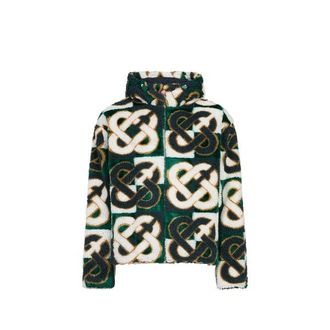 Casablanca Blouson logotyp&eacute; en laine m&eacute;lang&eacute;e