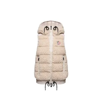 Moncler Moncler Teddy Hooded Insulated Gilet, Women, Beige, Size: L