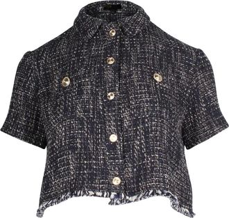 Maje Cropped-Top aus Tweed - Blau