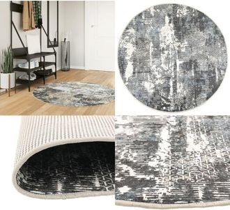 vidaXL Teppich Waschbar Mehrfarbig Ø 120 cm Rutschfest - Samt Teppich - Wohnteppich - Rund Teppich - Multicolor Teppich - Digitaldruck Teppich - Home &