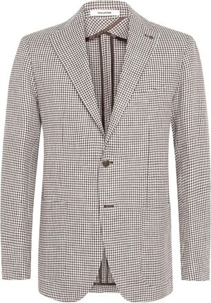 Tagliatore Sakko aus einem Leinen-Schurwolle-Mix mit Pepitamuster in