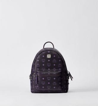 MCM Stark Rucksack in Visetos mit seitlichen Nieten DEEP PURPLE VISETOS