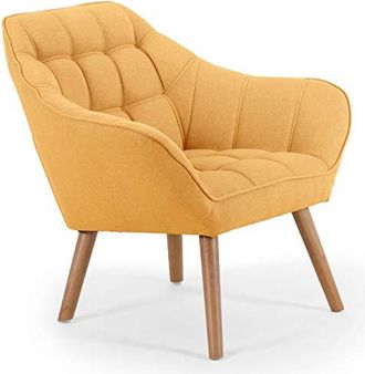 Menzzo Zentao Skandinavischer Sessel mit Stoffbezug Gelb