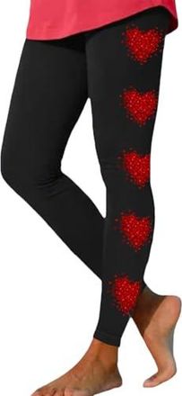 Generic Legging de Saint-Valentin pour femme - Legging extensible imprim&eacute; coeur - Collants sans pieds - Pantalon de course &agrave; pied, gym, sport, yoga, entra&icirc;nem