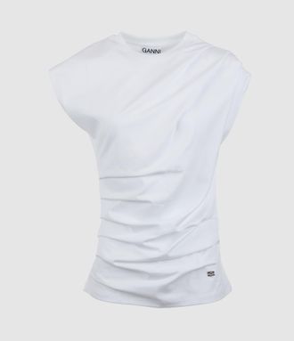 Ganni Blouse Stretch Heavy Jersey Bright White