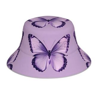 Generic Chapeau De Godet Impression Papillon D&eacute;grad&eacute; Violet Dr&ocirc;le Seau Chapeau Pliable &Eacute;t&eacute; Bonnet De Soleil, pour De P&ecirc;che, La Randonn&eacute;e, Le Camping, 56-58cm