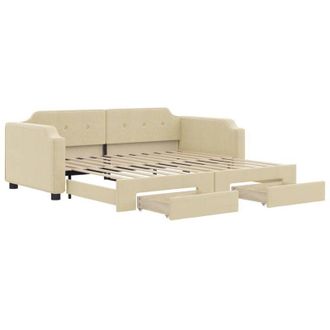 vidaXL Tagesbett Ausziehbar mit Schubladen Creme 100x200 cm Stoff Vidaxl