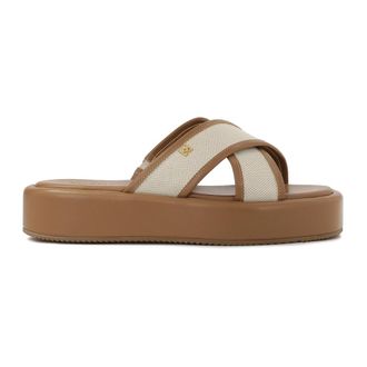 Kazar Braune Pantoletten aus Leder und Canvas - - Shoes - Damen - Braun - 40 EU