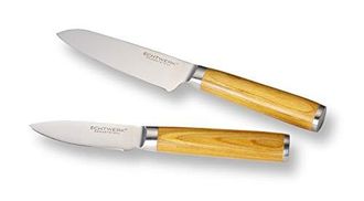 Echtwerk Ensemble de 2 couteaux damass&eacute;s, couteau Santoku env. 13cm/&eacute;plucheur env. 8cm, couteau de cuisine, couteau &agrave; l&eacute;gumes, acier damass&eacute;, manches de coutea