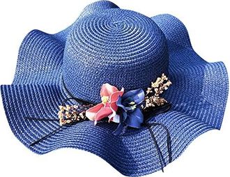 Generic Chapeau de soleil pour femme - Chapeau de cowboy pour femme - Grand chapeau de plage, bleu marine, Taille unique