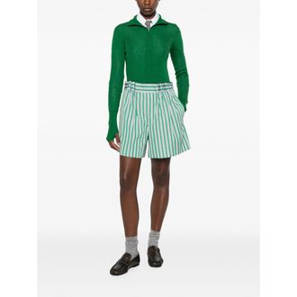 Frankie Shop Wool and Silk Half-Zip Sweater - Green