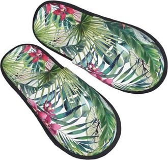 Generic Fourrure Pantoufles Plantes Tropicales L&eacute;gers Pantoufles De Maison Doux Chaussons Invit&eacute;s Pour Invit&eacute; Voyage Automne M