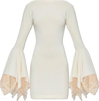 Blumarine Femme, Robes, Beige, Taille: 36 FR Robe Cr&egrave;me &agrave; Manches Longues