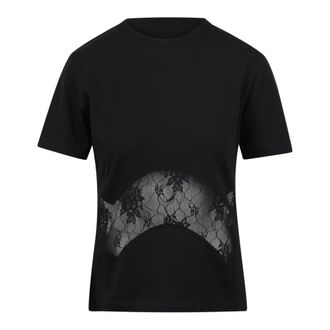 Nina Ricci T-Shirt mit Spitzeneins&auml;tzen - - Tops - Damen - Schwarzk - S