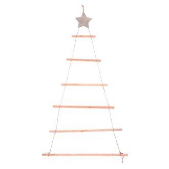 Heallily Weihnachtsbaum Leiter Holzleiter mit Stern Deko H&auml;ngend Leiter zum Aufh&auml;ngen Tannenbaum Christbaumschmuck Tanne Holz&auml;ste Wanddeko Fensterdeko