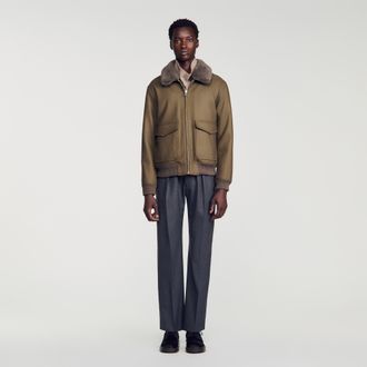 Sandro Blouson en laine col amovible