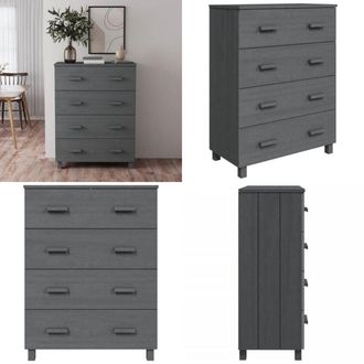 vidaXL Vidaxl - Sideboard hamar Dunkelgrau 79x40x103,5 cm Massivholz Kiefer - Holz Sideboard - Kommode - Wohnzimmermöbel - Massiver Kiefer - Dunkelgraue