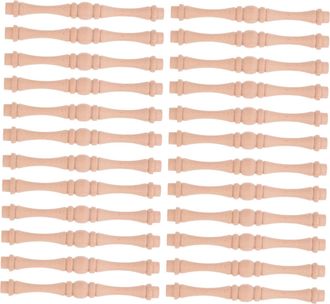 Valiclud 25 St&uuml;ck Teiliges Holzspindeln f&uuml;r Handwerk und M&ouml;bel Europ&auml;ischer Stil Massives Holz mit Nat&uuml;rlicher Maserung Unvollendete Holzs&auml;ulen f&uuml;r Vintage-m&ouml;b