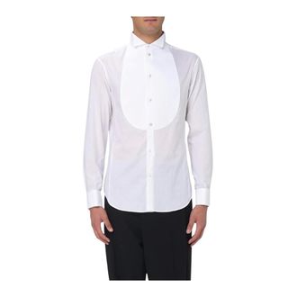 Giorgio Armani Homme, Chemises, Blanc, Taille: 3XS Chemise Formelle Blanche avec Devant &agrave; Plastron