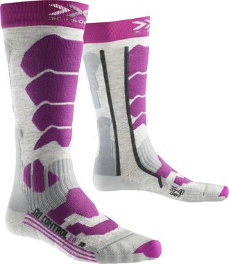 X Bionic Damen Socken SKI CONTROL 2.0 LADY, Light Grey Melange/Violet, 41/42, X100091