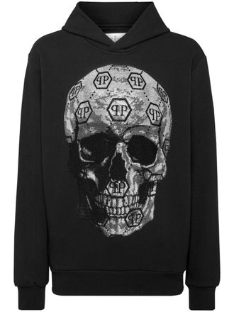 Philipp Plein Hoodie mit strassverziertem Totenkopf - Schwarz