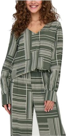 Jacqueline de Yong Jacqueline de Yong, Femme, Blouses et Chemises, Vert, Taille: 40 FR Jdytroya Life L/S Long Top Wvn Dia