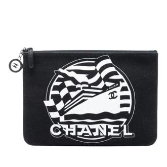 Chanel Pochette en toile Pre-owned - Femme - Pre-owned - Noir - Taille: ONE Size