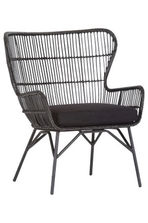 Landscape Ohrensessel Beachclub, Schwarz, Holz, Metall, Textil, Rattan, 74x87x64 cm, erweiterbar (Typenauswahl), Wohnzimmer, Sessel, Ohrensessel