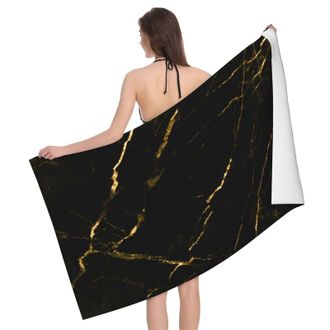 Generic Gold-Schwarzer Marmor Badetuch Leicht Saunatuch Saugf&auml;hig Duschtuch F&uuml;r Urlaub Reise Fitness Spa 80X130Cm