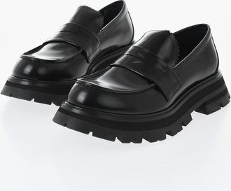 Alexander McQueen Leather Penny Loafers with Lug Sole Alexander McQueen