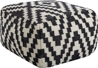 Beliani Moderne quadratische Ottomane Wolle 56 x 56 cm schwarz/weiß Knidos