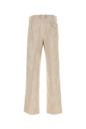 Bottega Veneta Mens Melange Sand Viscose Blend Pant Greyputty Pantaloni Trousers