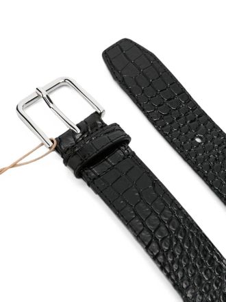 032c Croc-Effect Leather Belt - Black
