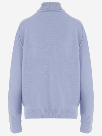 Carven Womens Turtleneck Cashmere Sweater Light Blue