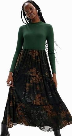 Desigual Robe midi combinée pour femme, vert, XX-Large