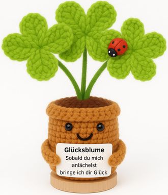 Gl&uuml;cksmoment DAS ORIGINAL | Handgefertigte geh&auml;kelte Blume | & Gl&uuml;cksbringer | Trostspender, Motivation & Anti Stress | Pocket Hug, Mutmacher, Seelentr&ouml;ster | Emot