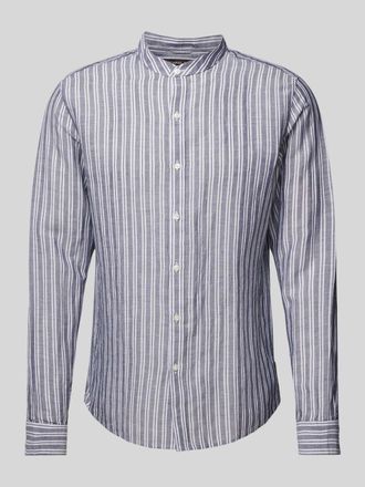 Michael Kors Slim Fit Leinenhemd mit Stehkragen