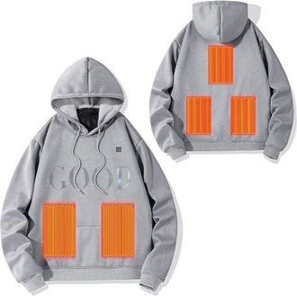 Generic 2026 Vestes &agrave; capuche pour femmes et hommes - Pull dhiver chauffant avec capuche - Unisexe - 5 - Veste dext&eacute;rieur chauffante, gris, XXL