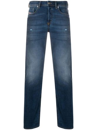 Diesel jean slim &agrave; effet us&eacute; - Bleu